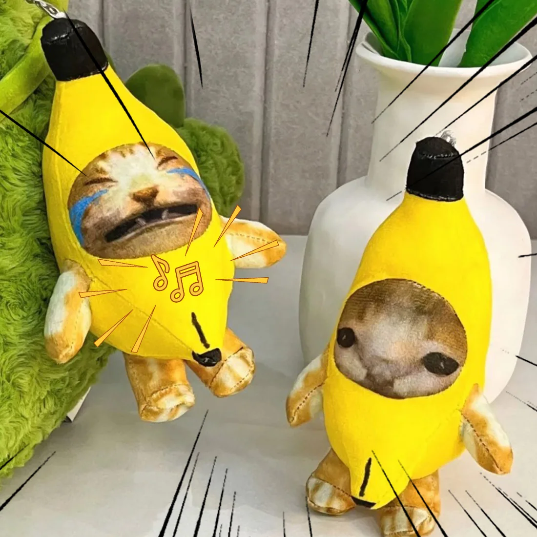 Banana Cat Crying Cat Key Chain Banana Meow Squeaking Doll Funny Stuffed Toy Key Chain Pendant