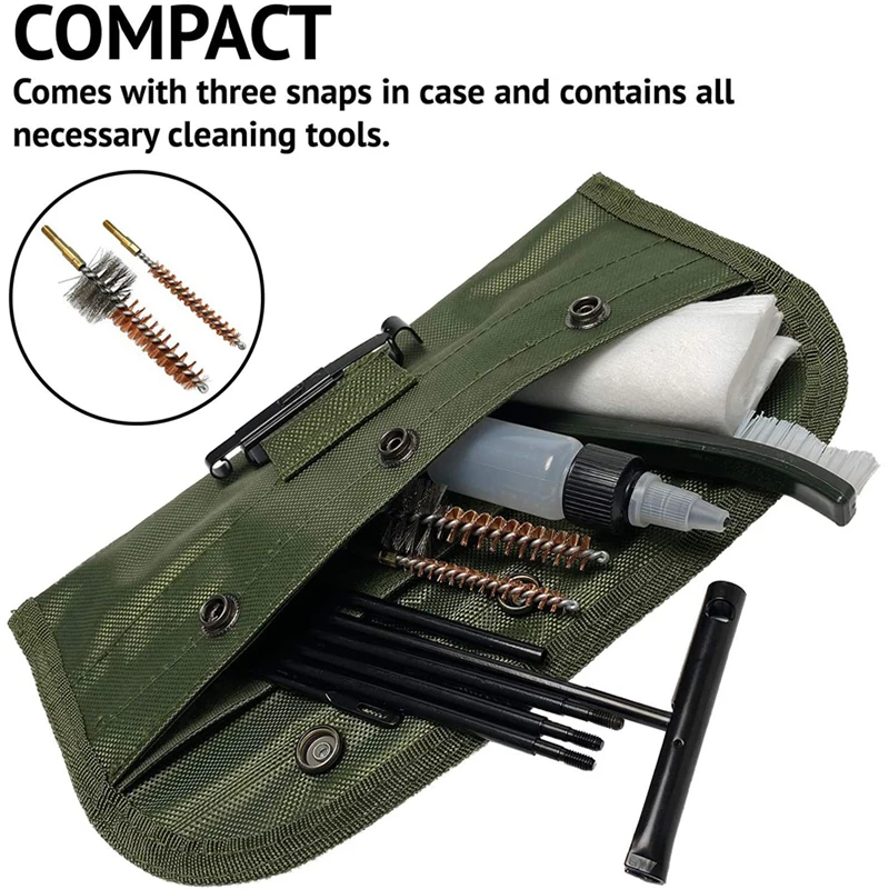 Gun-Tube-Brush-Set-Cleaning-Phosphor-Copper-Army-Green-Cloth-Bag-Kit ...