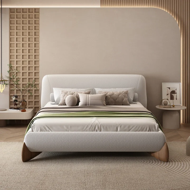 Silent wind lamb bed cloth bed Italian style very simple cream wind ...
