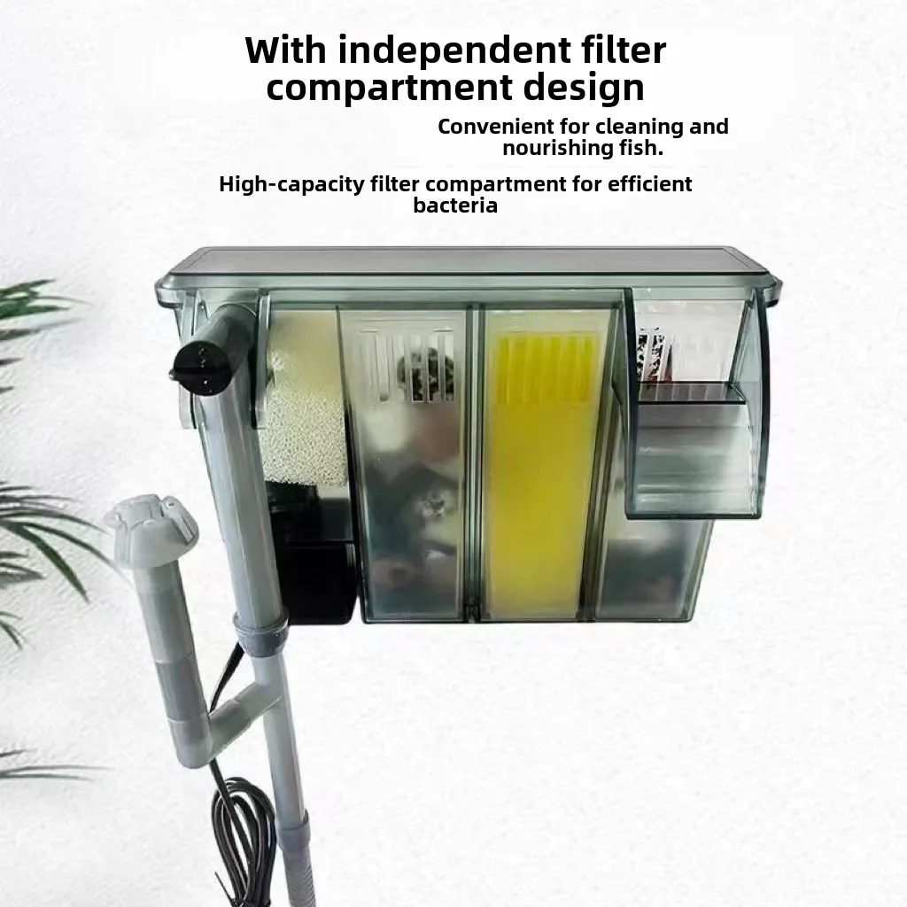 Fish tank filter with filter material aquarium waterfall external water ...