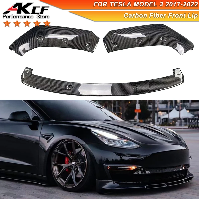 Front Bumper Lip Chin Carbon Fiber Body Kit Spoiler Deflector Tuning ...