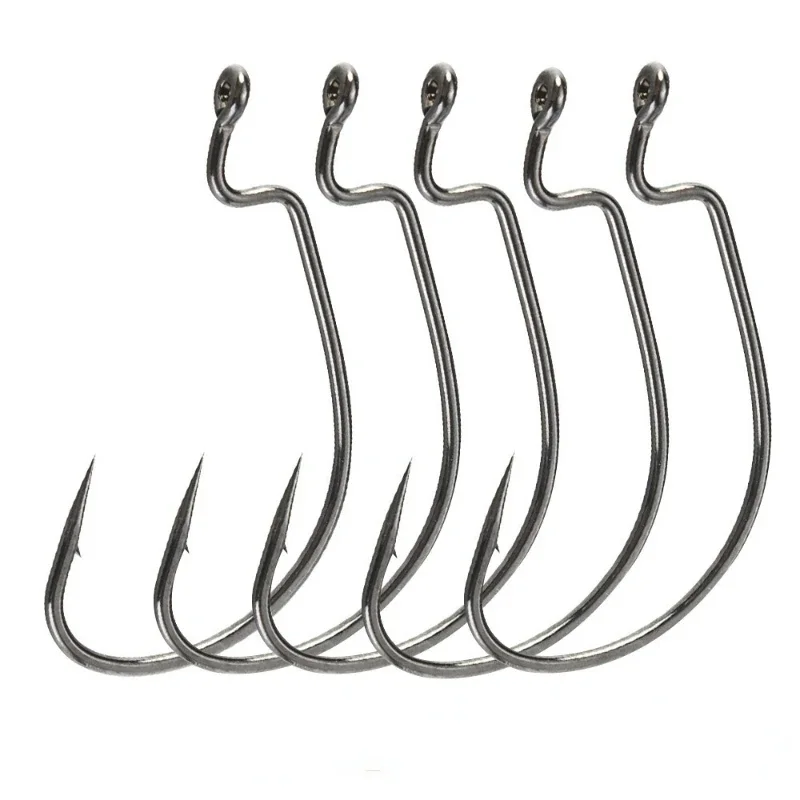 4X-Blood-Fishing-Hook-Carbon-Steel-Wide-Crank-Hook-Offset-Fishhook-Soft ...