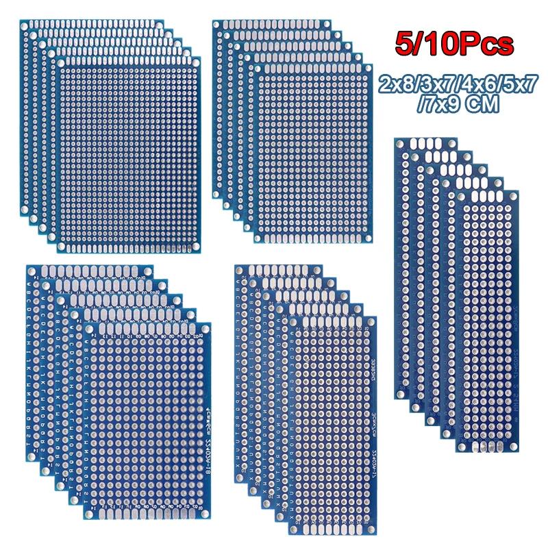 5-10PCS-PCB-Board-Prototype-Board-Blue-2x8-3x7-4x6-5x7-7x9cm-Double ...