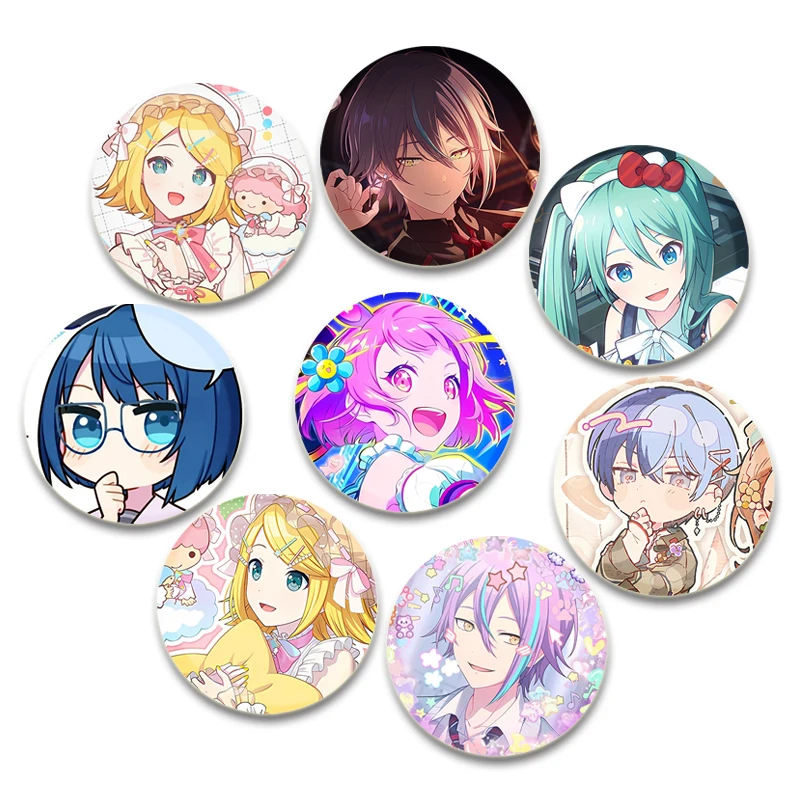 Project Sekai Pin Round Cartoon Cute Snap-in Brooches for Backpack ...