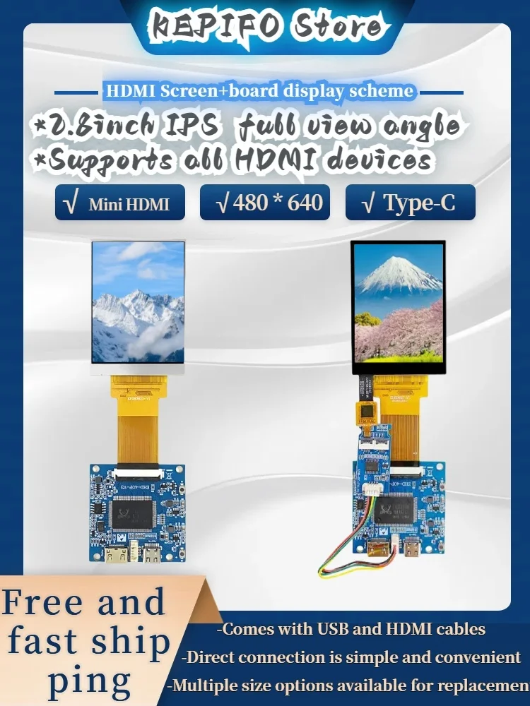 3D printer 2.8-inch mini sub screen, high pixel 480 * 640, with HDMI ...
