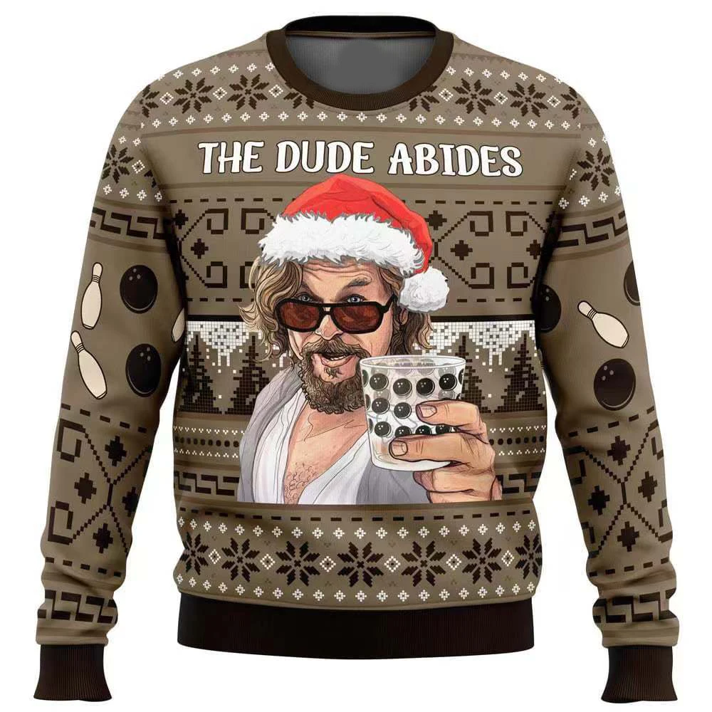 The-Dude-Abides-The-Big-Lebowski-3D-Printed-Ugly-Christmas-Hoodie-2024 ...