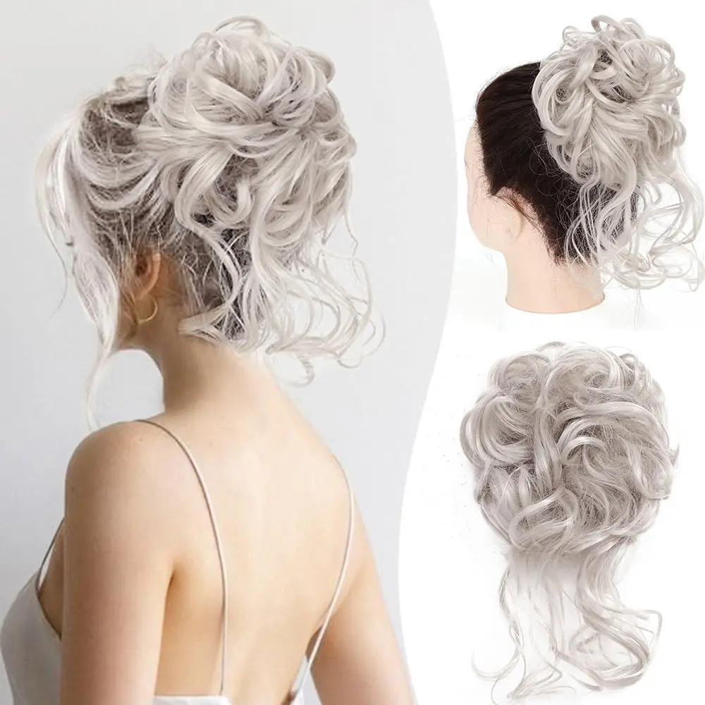 Messy-Bun-Hair-Piece-Tousled-Updos-Curly-Wavy-Hair-Buns-Hair-Piece-for ...