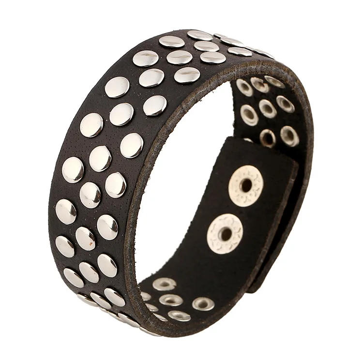 KR1042-6 - Bracelets À Rivets Noirs Multicouches, Punk, Manchette Large ...