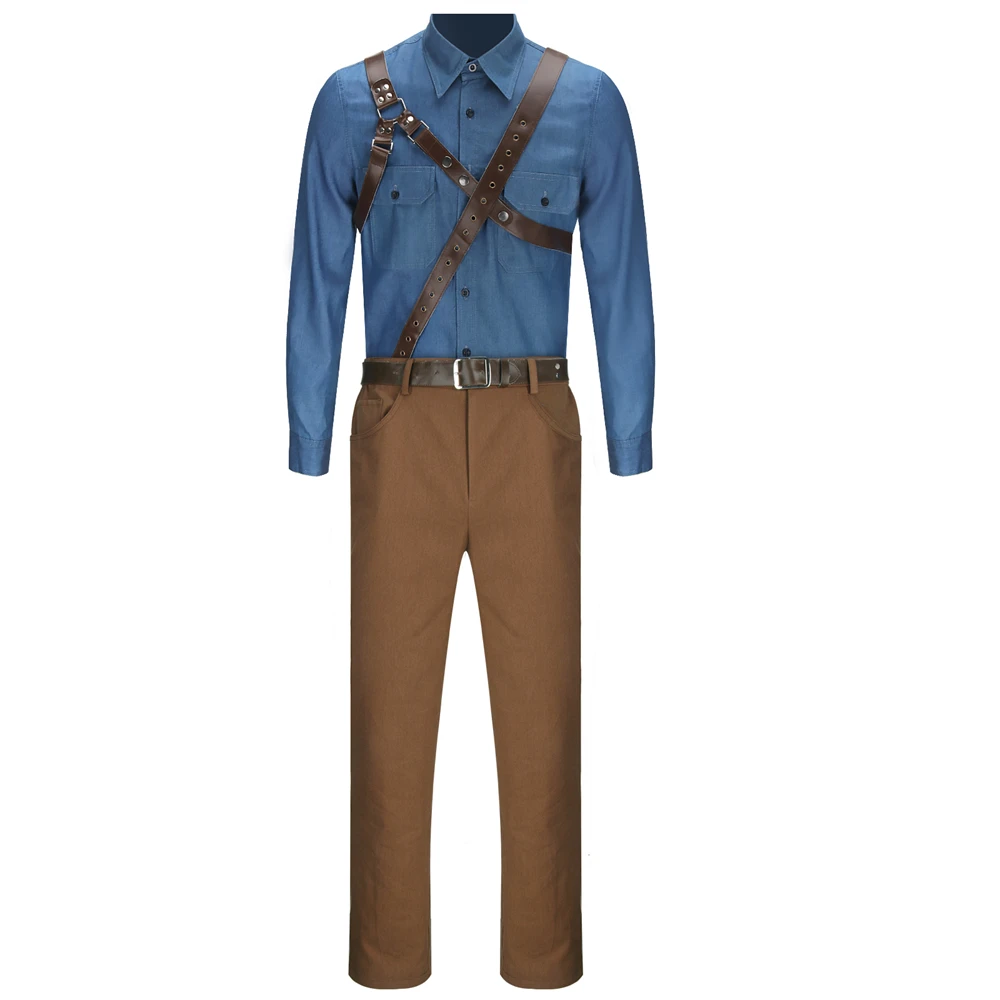 Ash-Costume-The-Evil-Dead-Full-Set-Shirt-Pants-Braces-Suit-Halloween ...