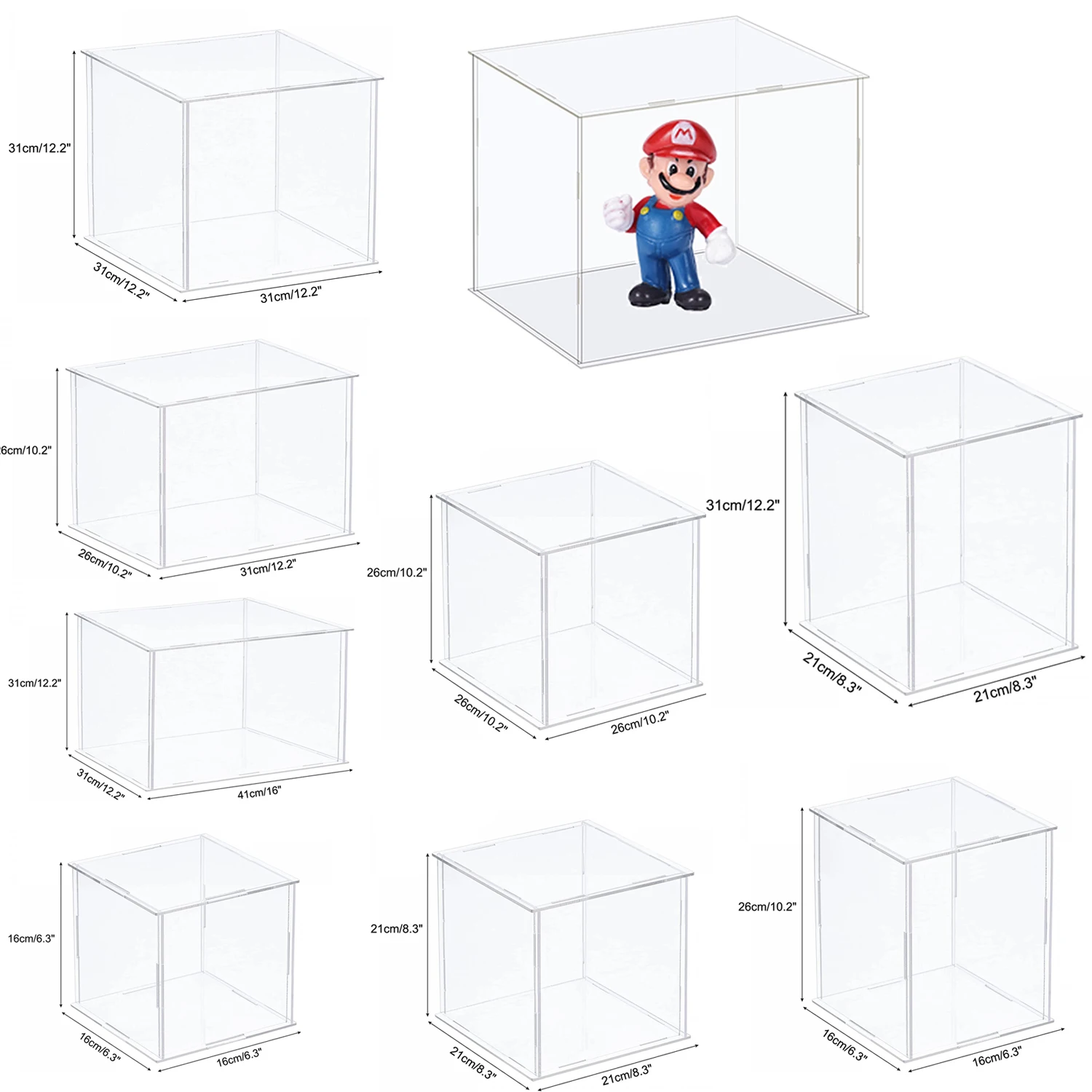 Acrylic-Display-Case-With-White-Base-Cube-Acrylic-Dustproof-For ...