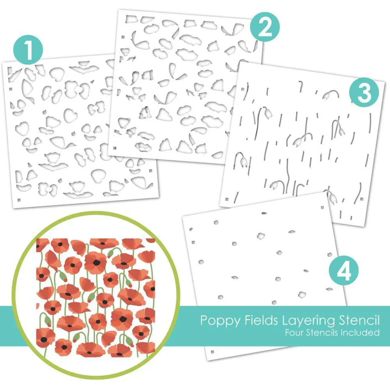 POPPY-FIELDS-LAYERING-STENCIL-Pattern-Graffiti-Drawing-Tool-Spray ...