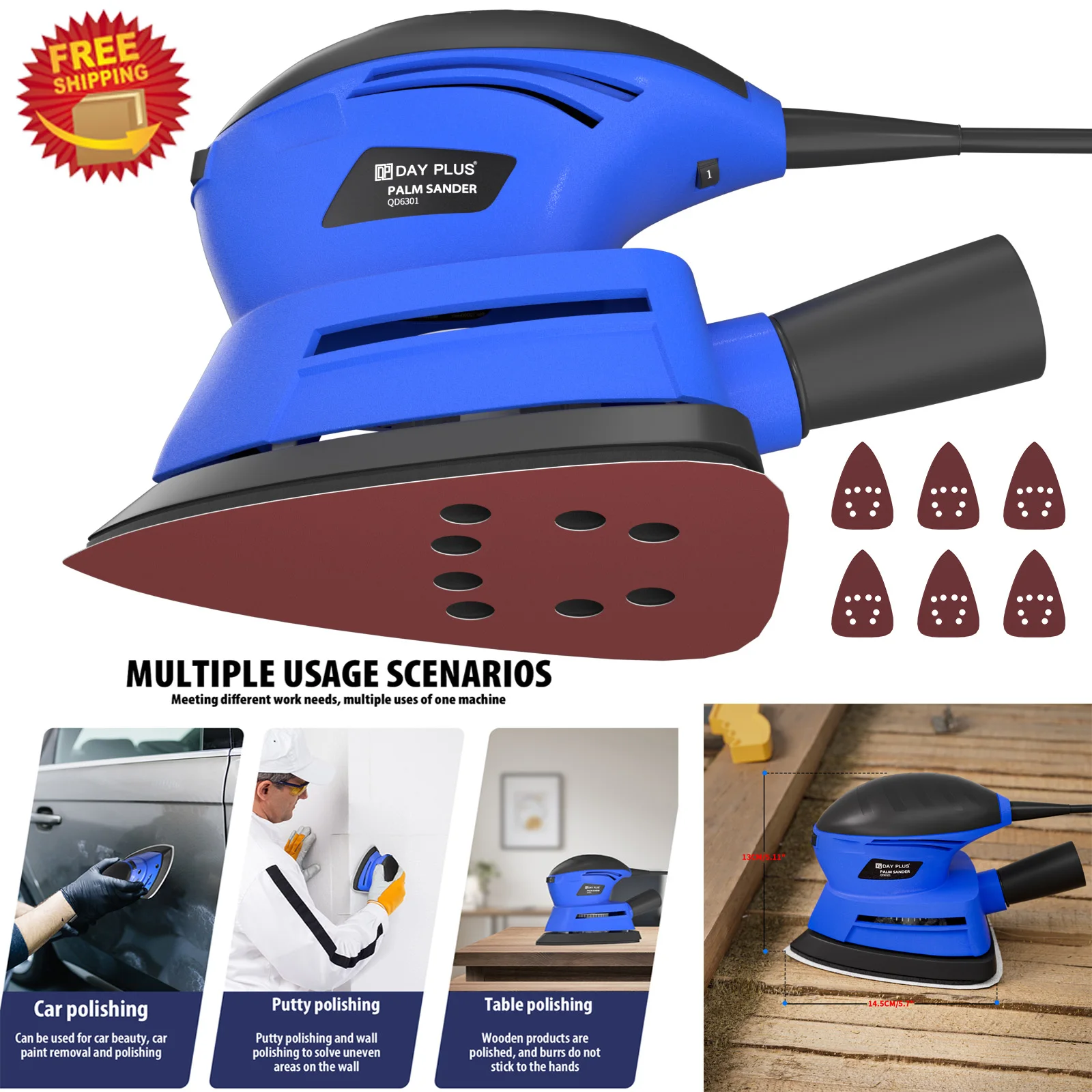 DayPlus-Detail-Sander-130W-Compact-Sander-Machine-12000RPM-Random ...