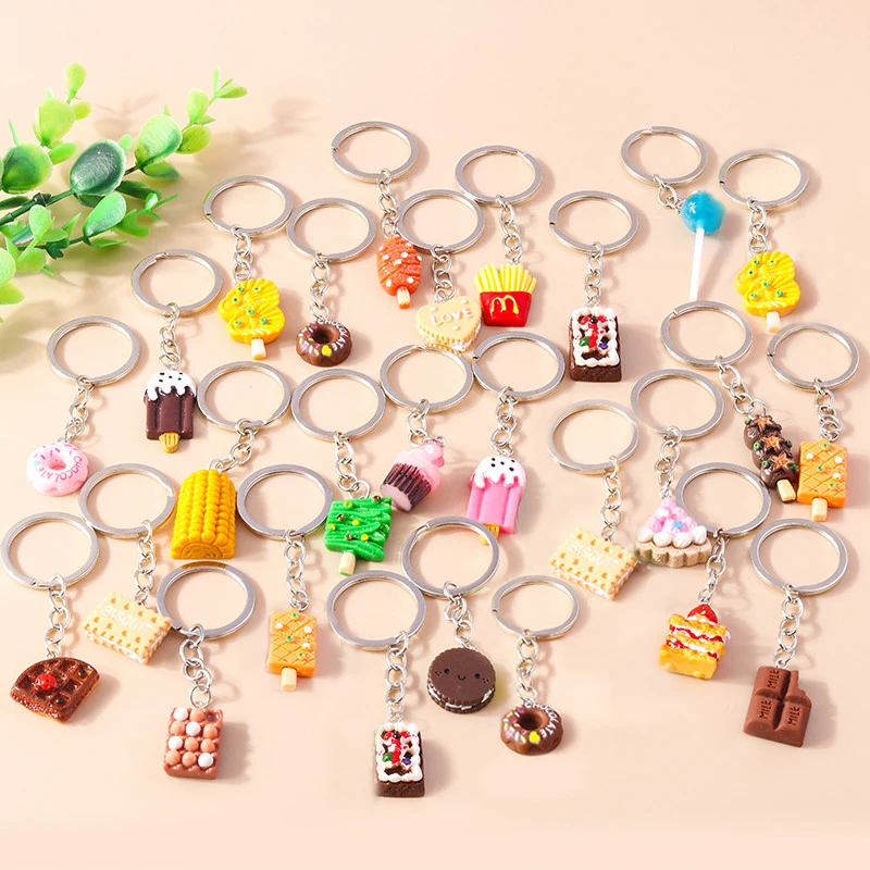 Lovely-Cartoon-3D-Food-Keychains-French-Fries-Cookies-Chocolate-Ice ...