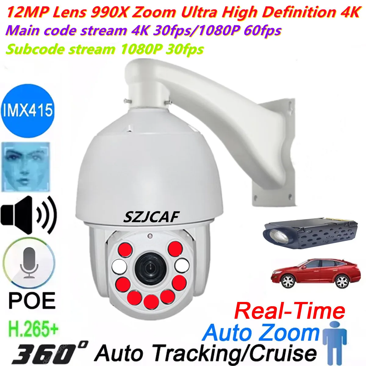 12MP-4K-POE-High-Speed-Dome-PTZ-IR-300M-IP-Camera-Hikvision-Protocol-4G ...