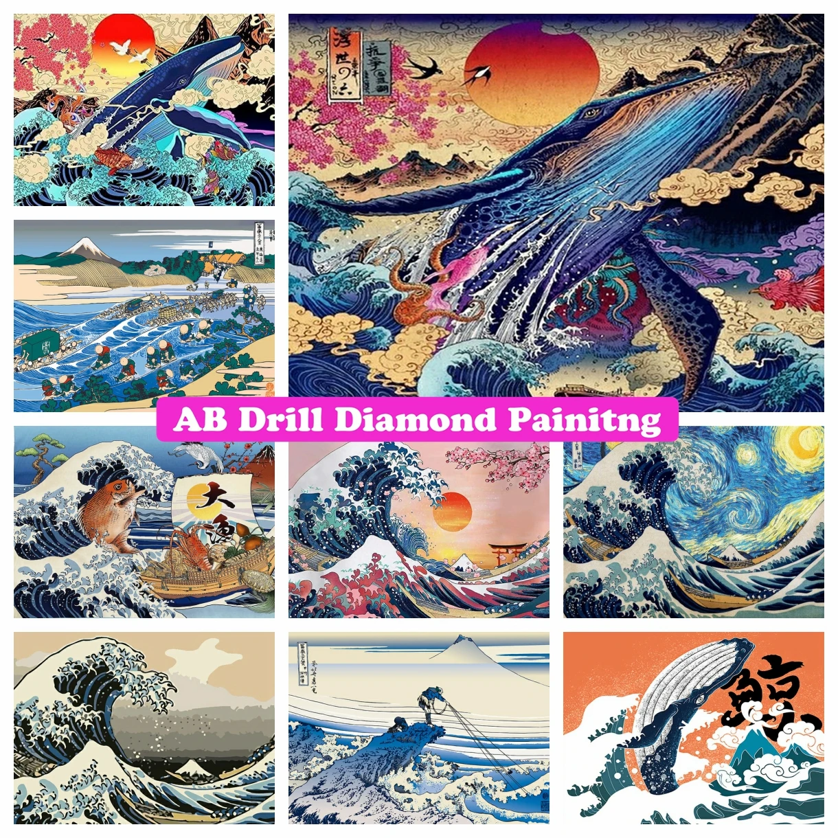 Japan-Ukiyo-Scenery-5D-DIY-AB-Drills-Diamond-Painting-Ocean-Great-Wave ...