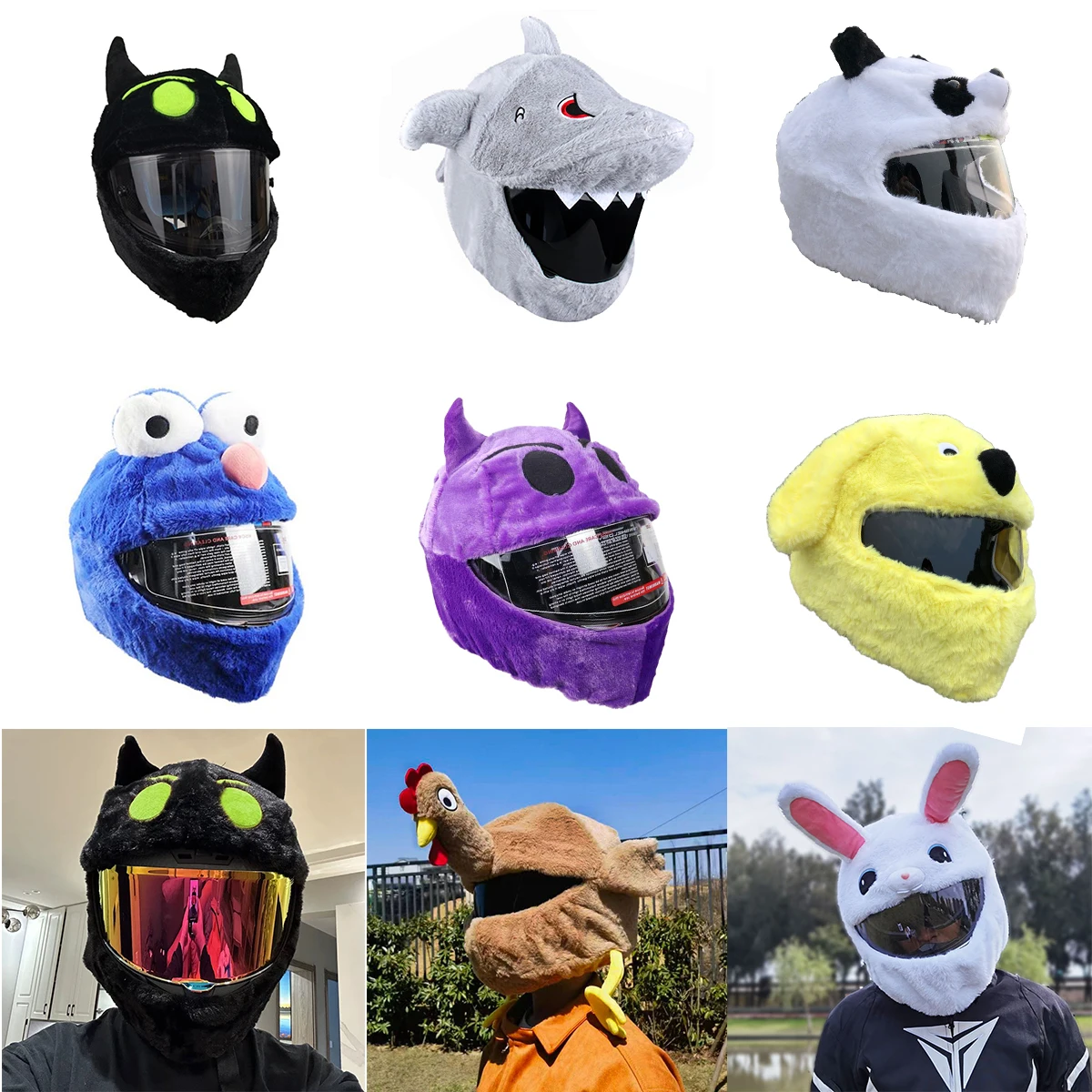 Motorcycle-Helmet-Covers-Funny-Cartoon-Plush-Helmet-Protective-Cover ...