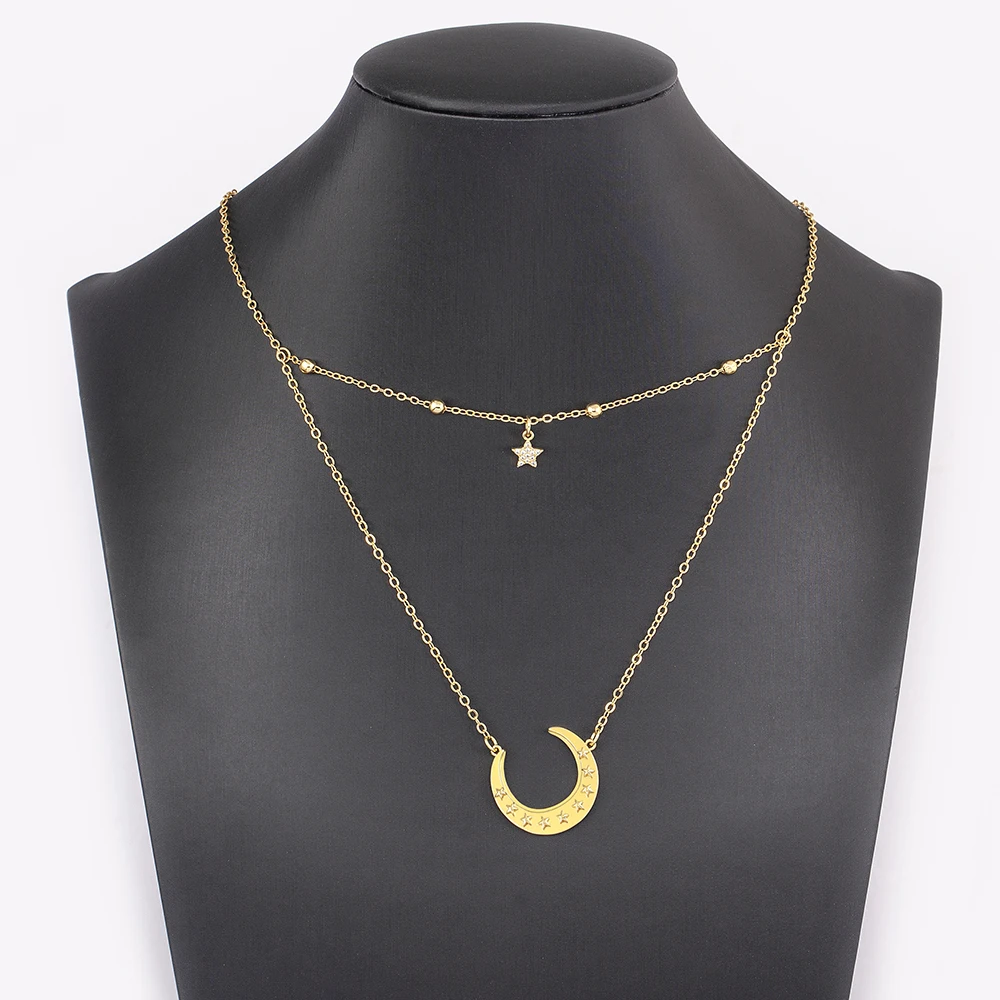 Nidin-Hot-Sale-Trendy-Simple-Gold-Plated-8-Styles-Moon-And-Star-Double ...