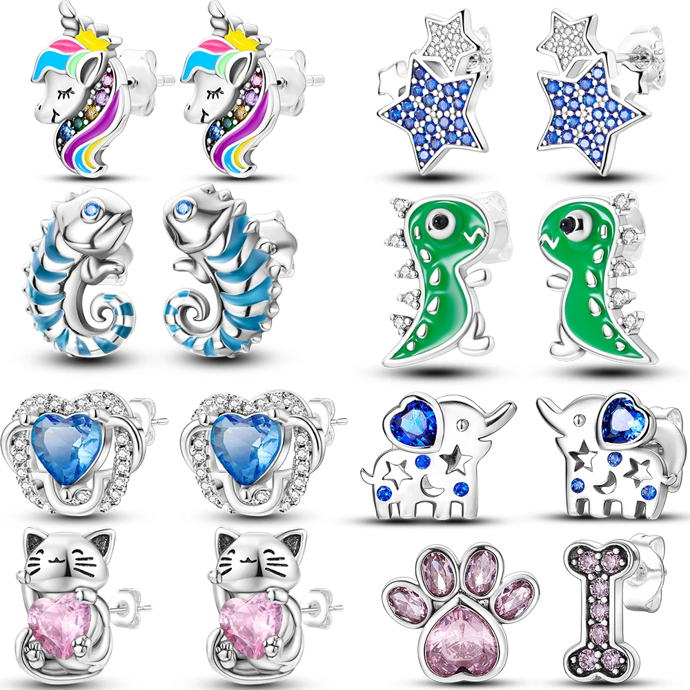 MULA-2023-925-Sterling-Silver-Animal-Mouse-Cat-Claw-Stud-Earrings-For-Women-Silver-Earrings ...