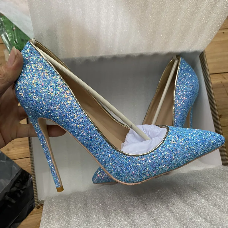 Light Blue Sparkly High Heels