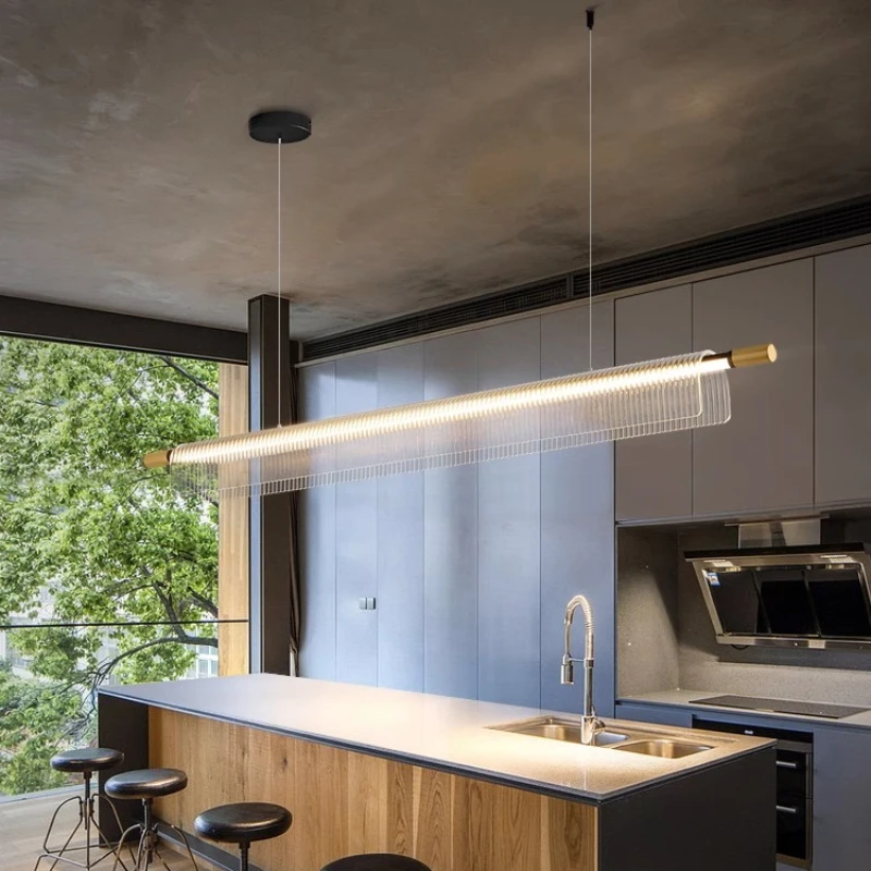 Simple-Iron-Strip-Hanging-Lamp-LED-Chandelier-Restaurant-Bar-Office ...