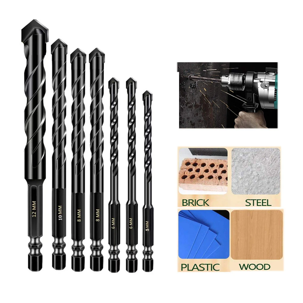 Universal Glass Masonry Drill Bits Concrete Drill Bit Ceramic Tile Hex ...