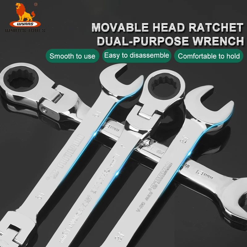 WYNN-S-Double-Head-Ratchet-Wrench-Flex-Head-8-19mm-Metric-Chrome ...