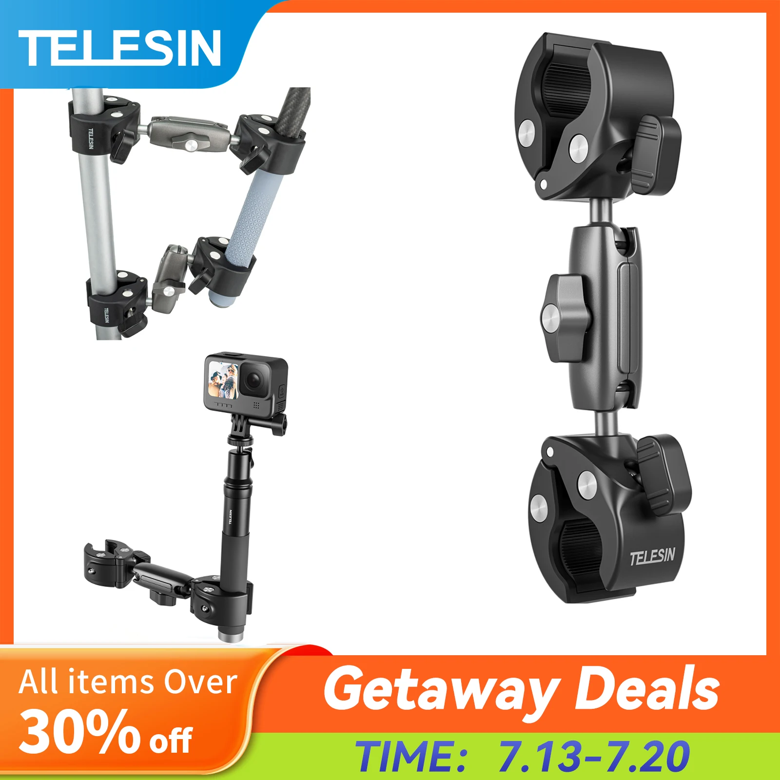 TELESIN-Motorcycle-Bike-Monopod-Bicycle-Handlebar-Panoramic-Mount ...