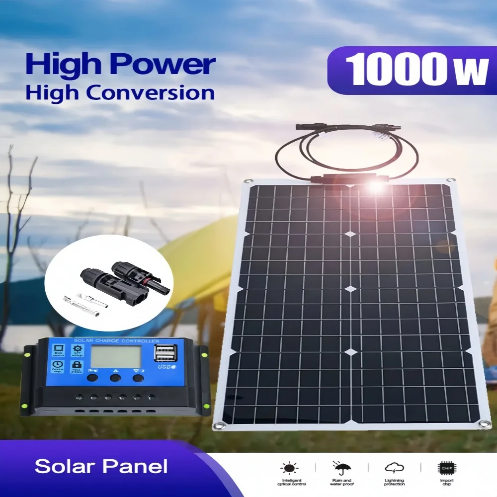 1000W-Solar-Panel-Kit-18V-High-Efficiency-Flexible-Outdoor-Solar-Single ...