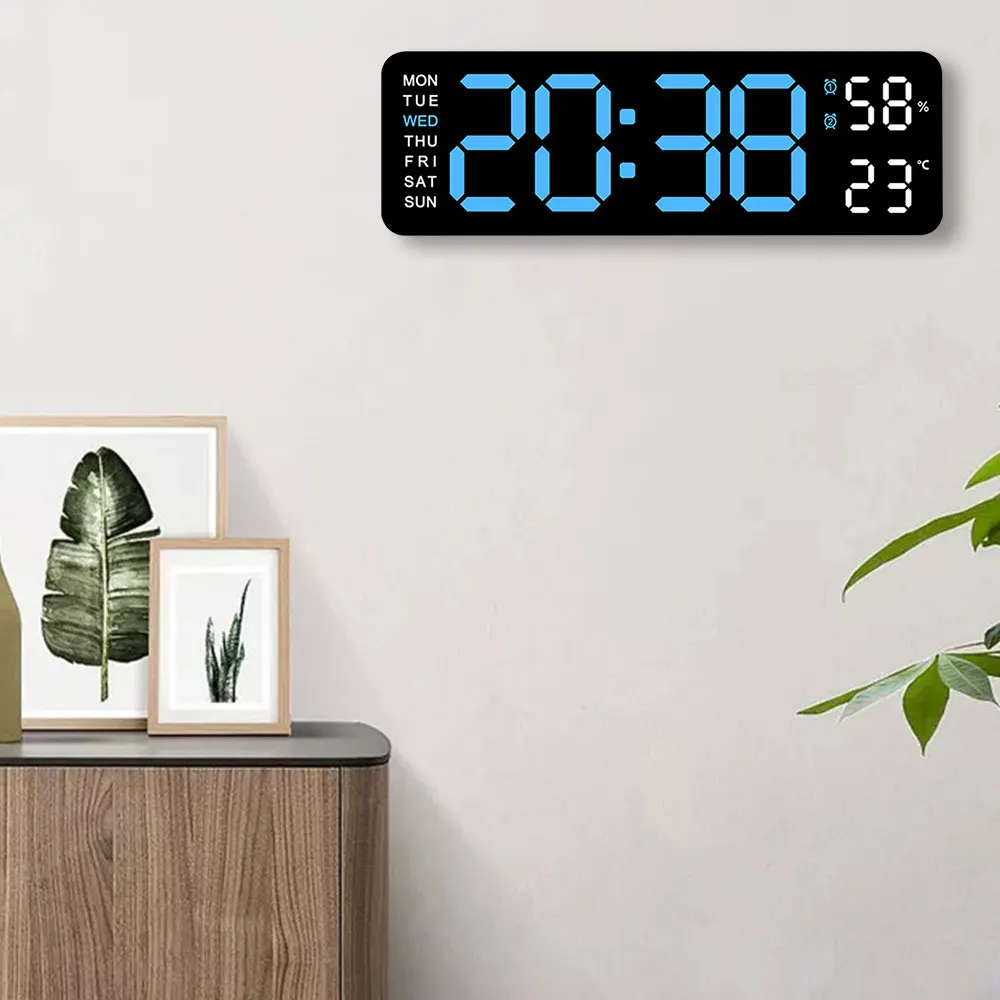 Large-Screen-Digital-Wall-Clock-Date-Week-Temp-Humidity-Display-Bedroom ...