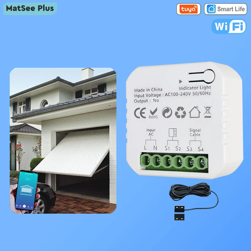 Tuya Smart WiFi Garage Door Opener Controller Dry Contact with Sensor ...