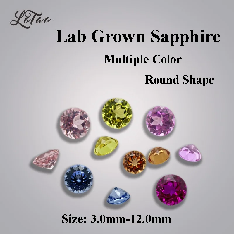 Lab Grown Sapphire Round Shape Multiple Color Charms Gemstone for DIY ...