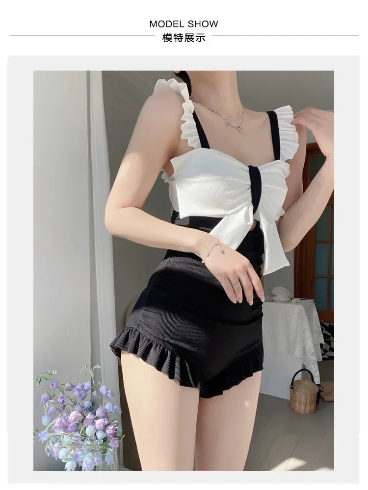 Women's One-piece Swimsuit Japanese Sweet Cute Sexy Bow Bikini Set High ...
