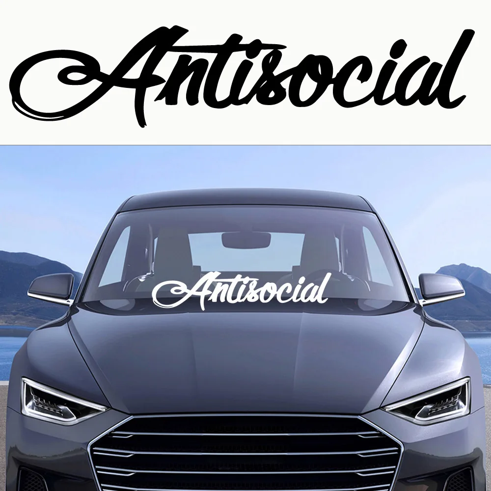 Funny ANTISOCIAL Car Decal Sticker: Vinyl Die Cut Windshield Banner Car ...