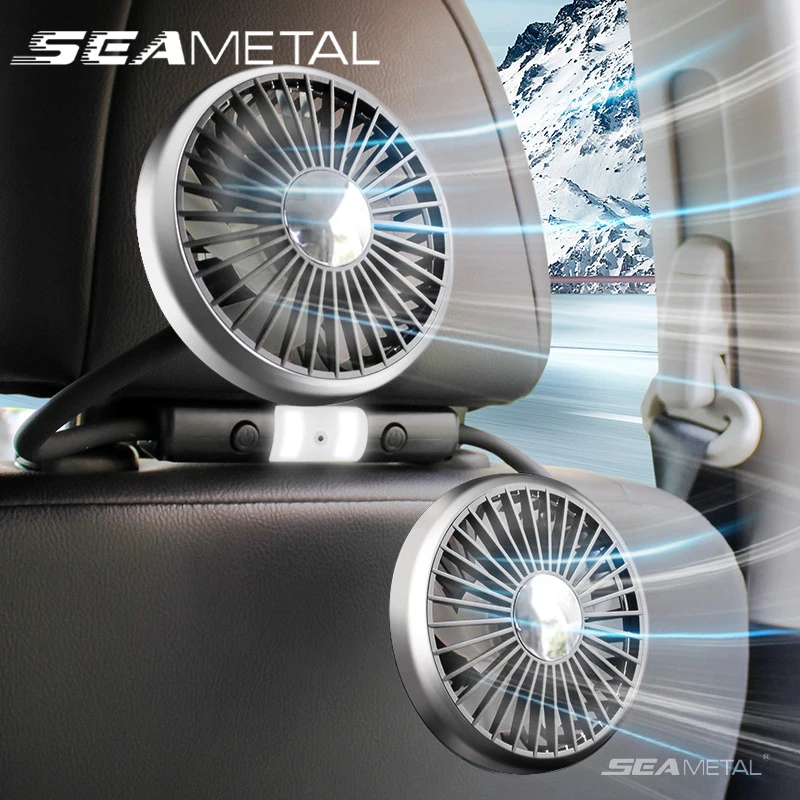 SEAMETAL-Car-Fan-Cooling-Dual-Head-Type-c-Usb-Car-Fan-3-Speeds ...