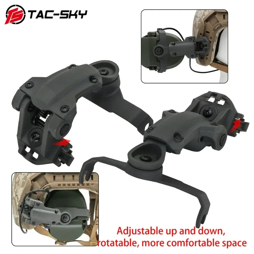 TS TAC-SKY Military Airsoft Hunting Shooting Headset Adapter ARC Helmet ...