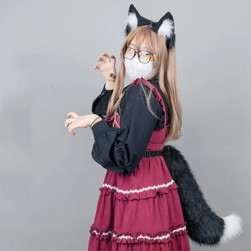 New-Black-Wolf-Anime-Cat-Ear-Cat-Tail-Fox-Cat-Headband-Custom-COSPLAY ...