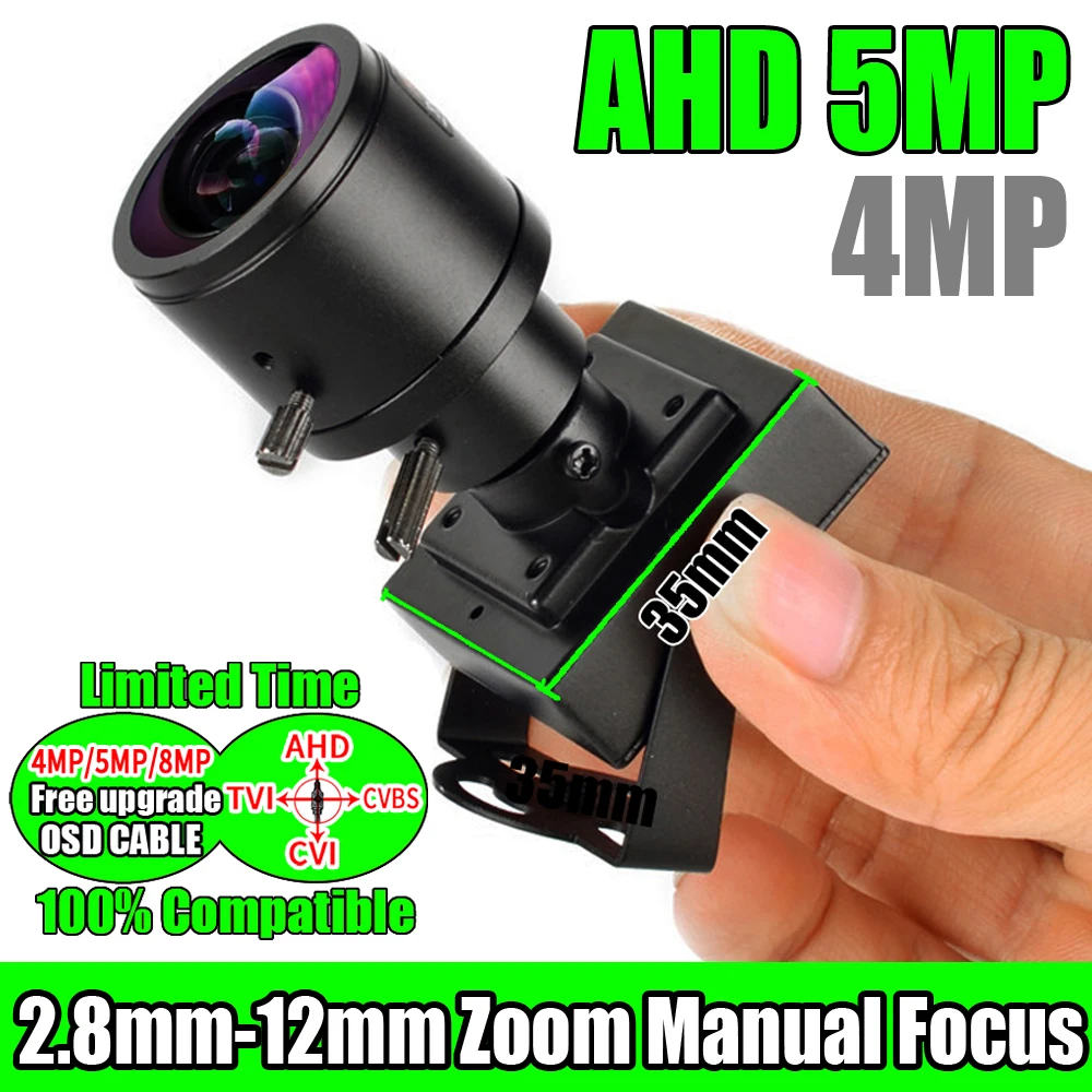 4in1 5MP Focus 2.8mm-12mm Manual Focusing Metal Security Cctv Mini ...