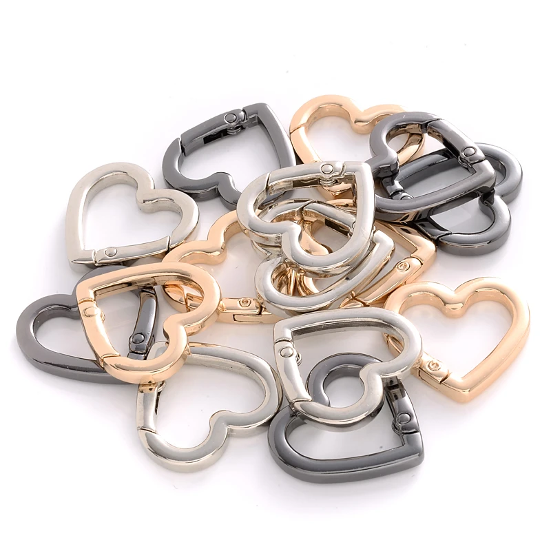 5pcs/lot 25mm Metal Heart Shape Spring Clasps Openable Carabiner ...