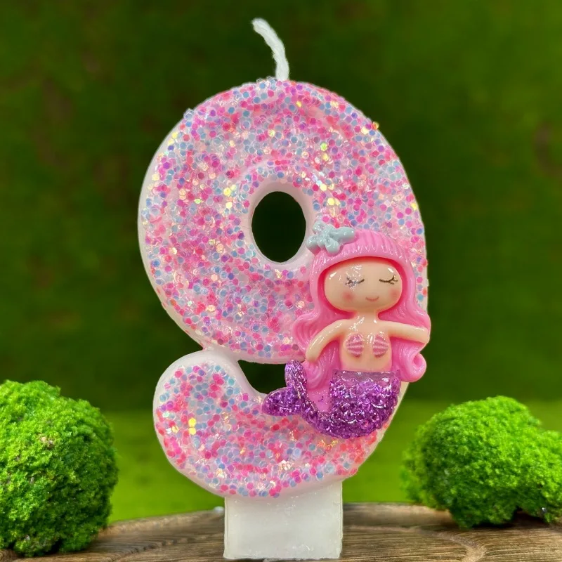 Number-9th-Birthday-Candle-Princess-Mermaid-Themed-Cake-Candle-for ...