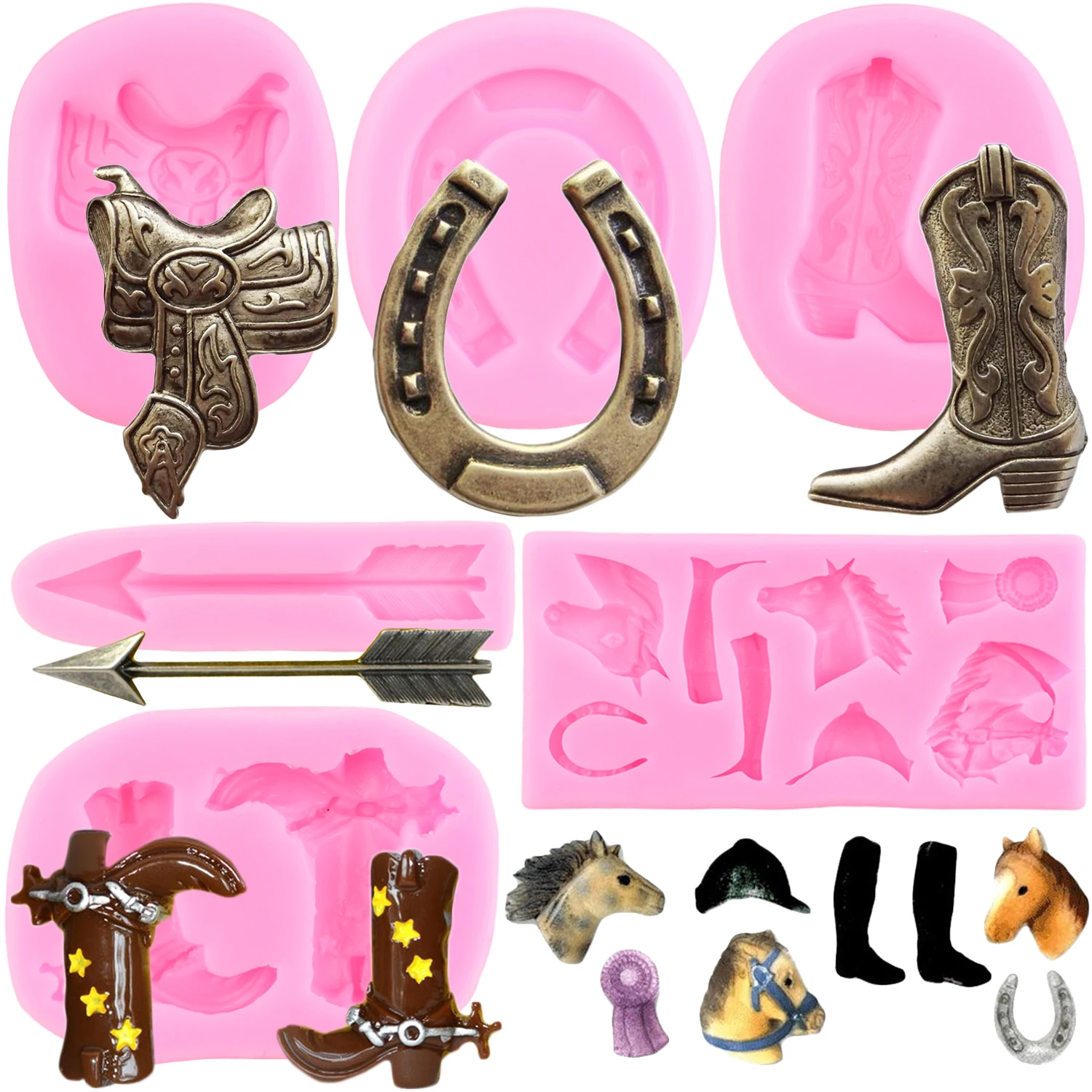 Cowboy Chocolate Molds Silicone MYPRACS Bull Head Silicone Molds Horse ...