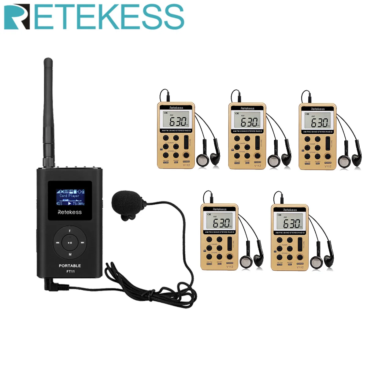 Retekess-transmisor-FM-TR506-receptor-de-Radio-FM-5-piezas-V112-sistema ...