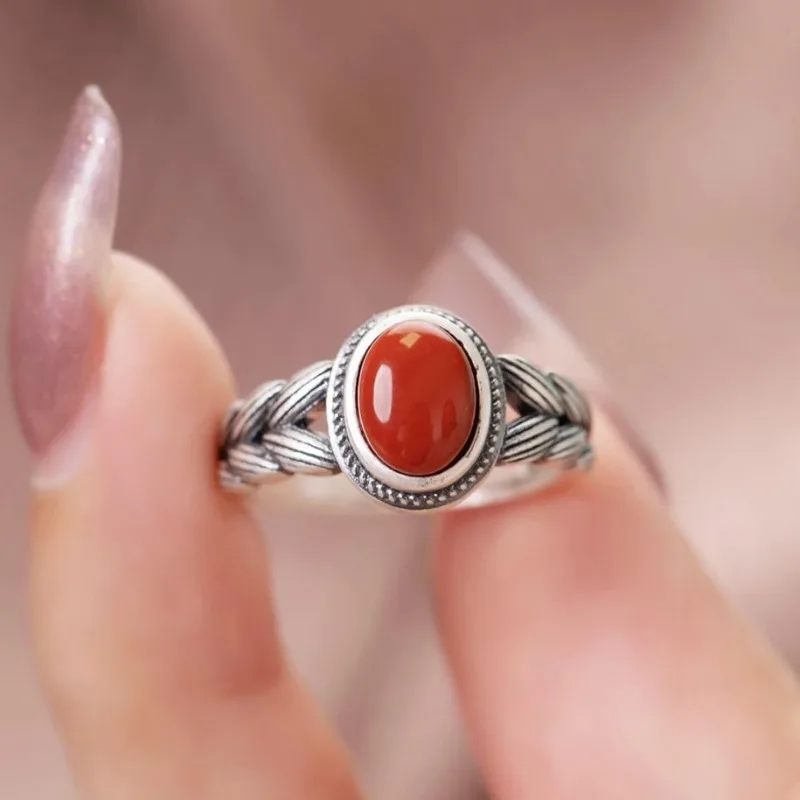 Fashion-Simple-Southern-Red-Stone-Rings-For-Women-Retro-Ethnic-Style ...