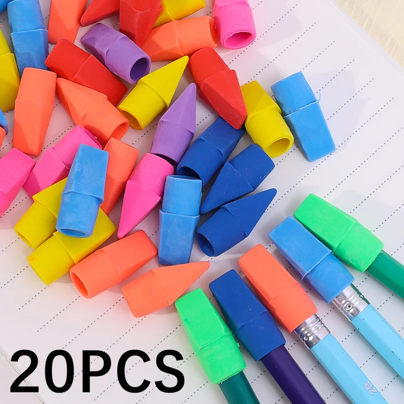 1-20Pcs-Pencil-Top-Eraser-Tips-Sleeve-Arrowhead-Assorted-Color-Pencil ...