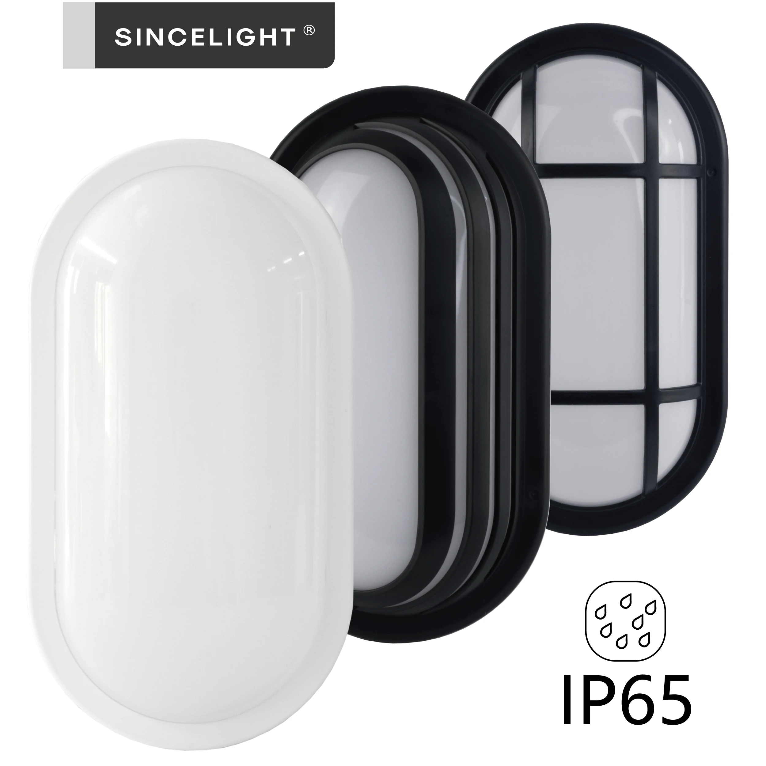 15W Oval LED bölme ışık duvar ve tavan montaj, Opal difüzör, IP65,IK08 ...