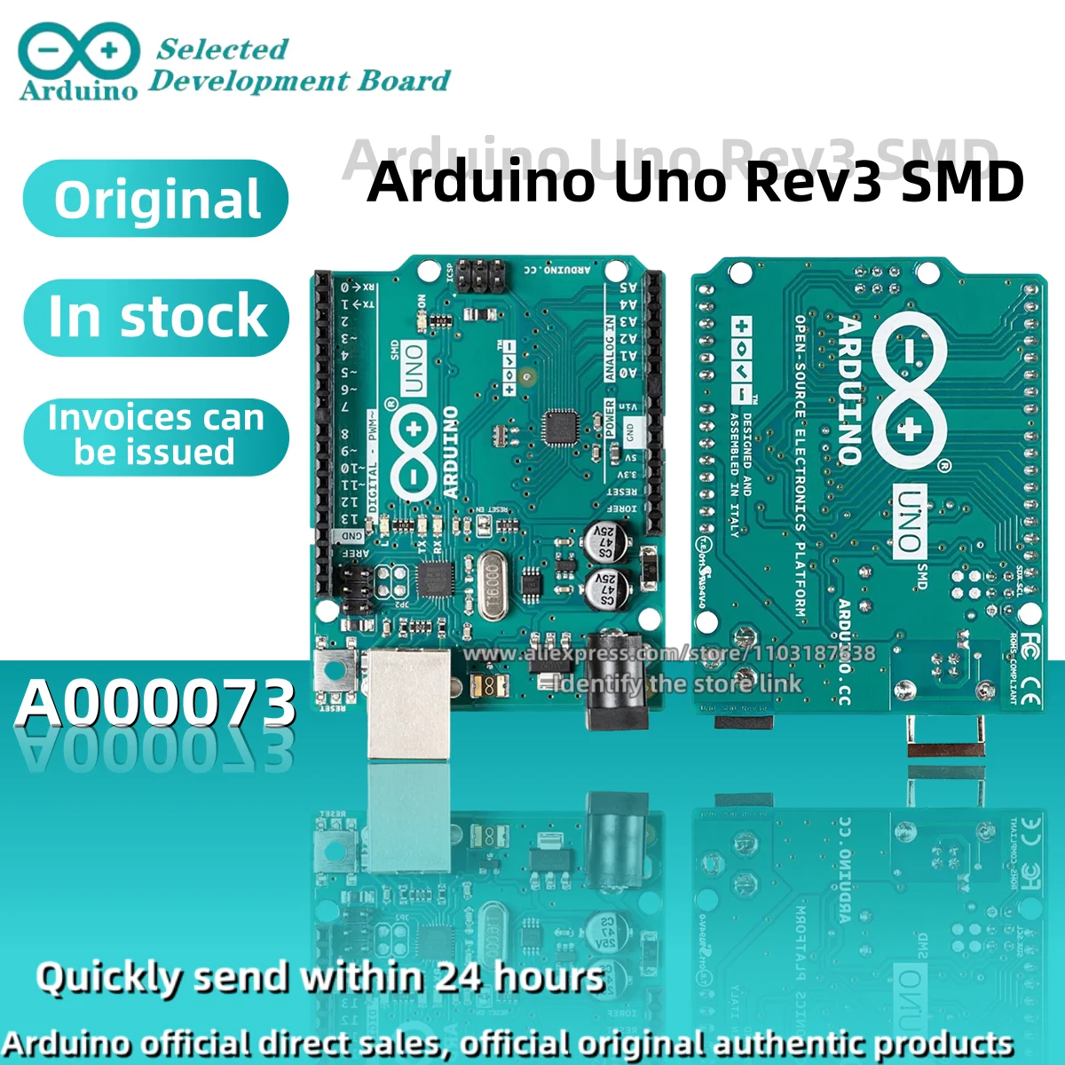 1pcs Lot Arduino Uno Rev3 Smd A000073 Tmega328p Development Board