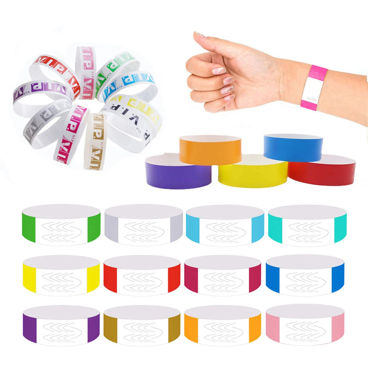 600pcs Conference Event Tickets Paper Bracelet Synthetic Paper Plastic ...