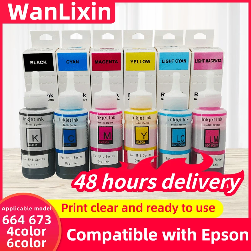 664 673 T673 Refill Dye Ink for EPSON L800 L805 L810 L850 L565 L1800 ...