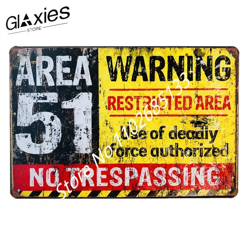 AREA-51-Vintage-Metal-Tin-Signs-Wall-Plaques-Art-Poster-Garage-Wall ...
