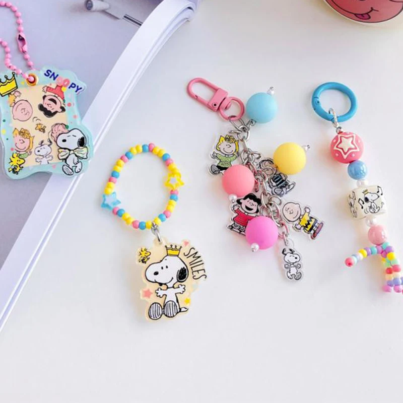 Miniso-Snoopy-Decorative-Beaded-Pendant-Cell-Phone-Chain-Card-Holder ...
