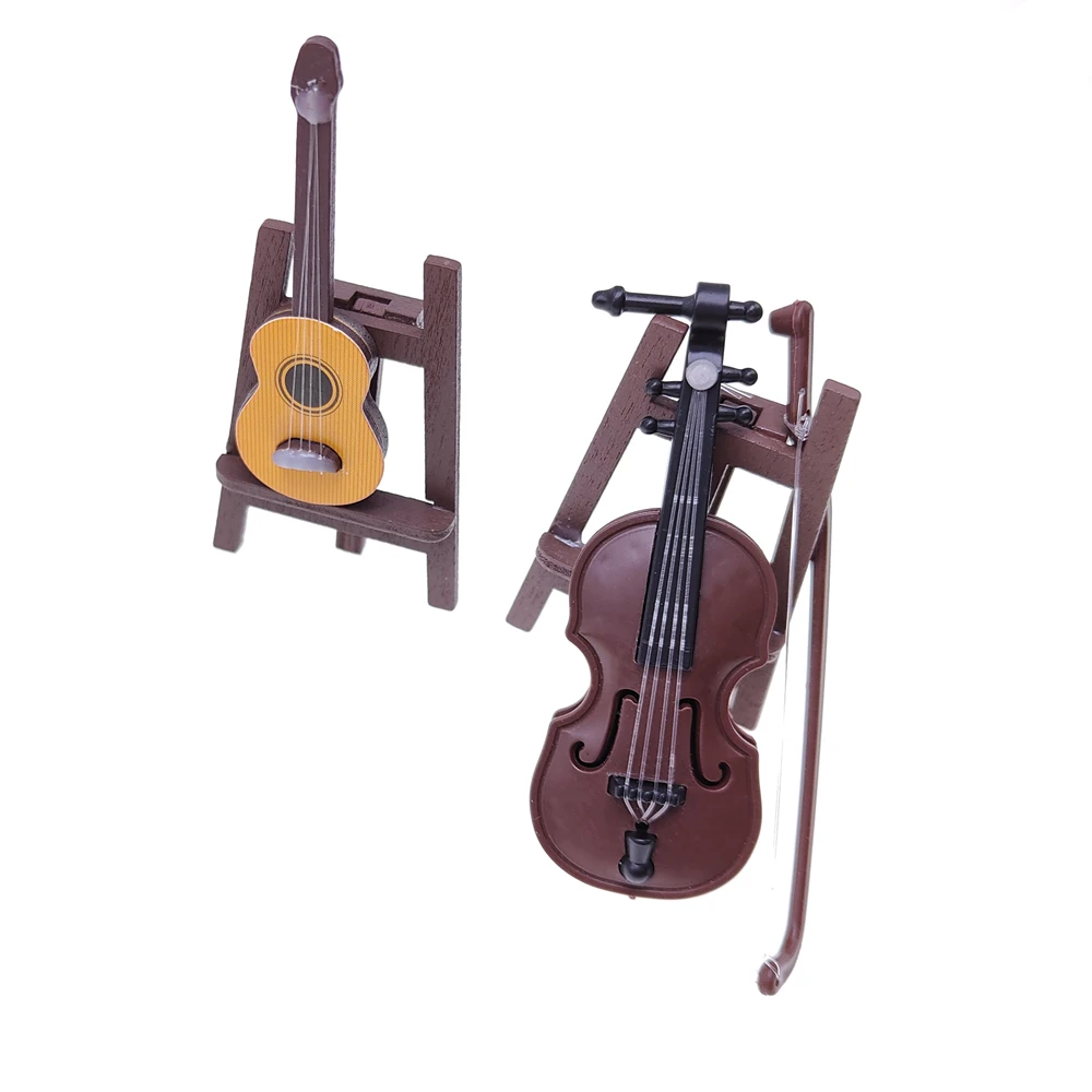 Dollhouse Miniature Wooden Electric Music Instrument Guitar Mini ...